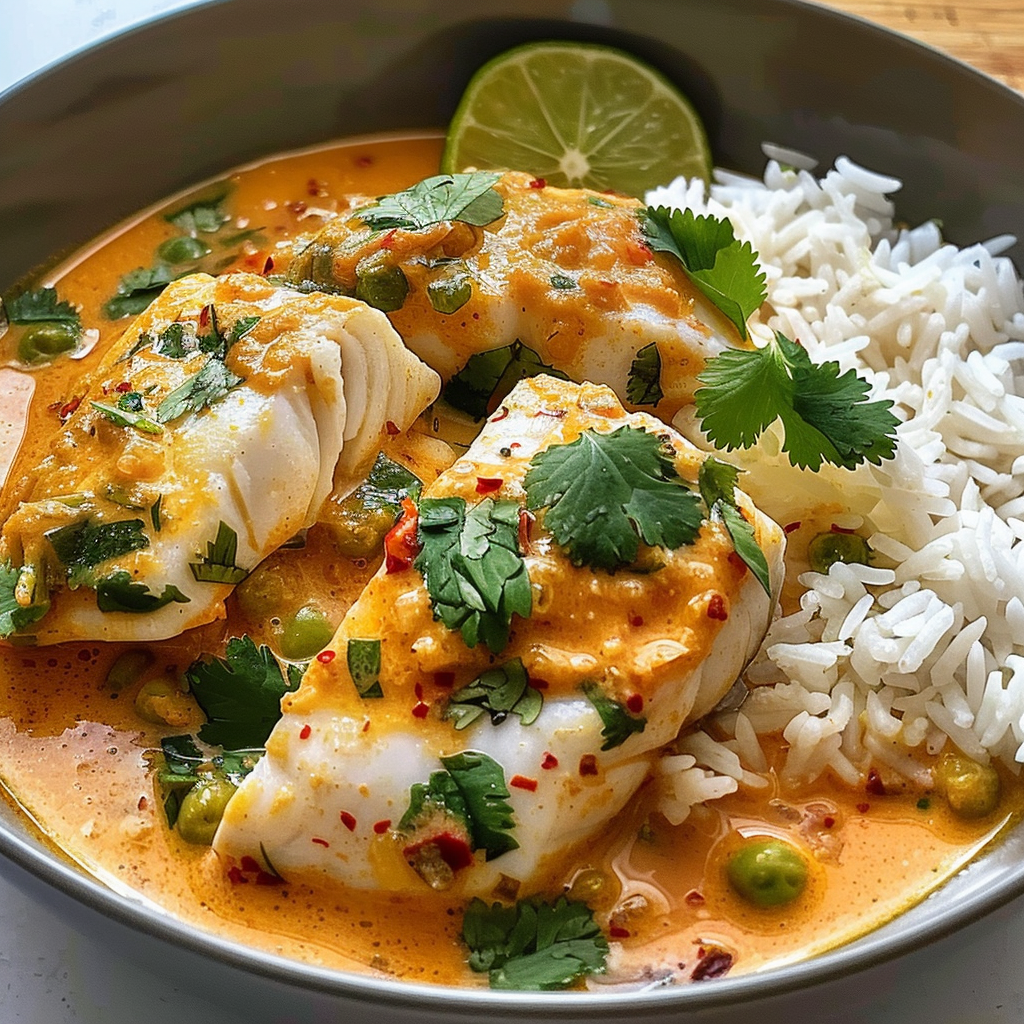 Amazing Coconut Lime Fish Curry with Jasmine Rice Delight