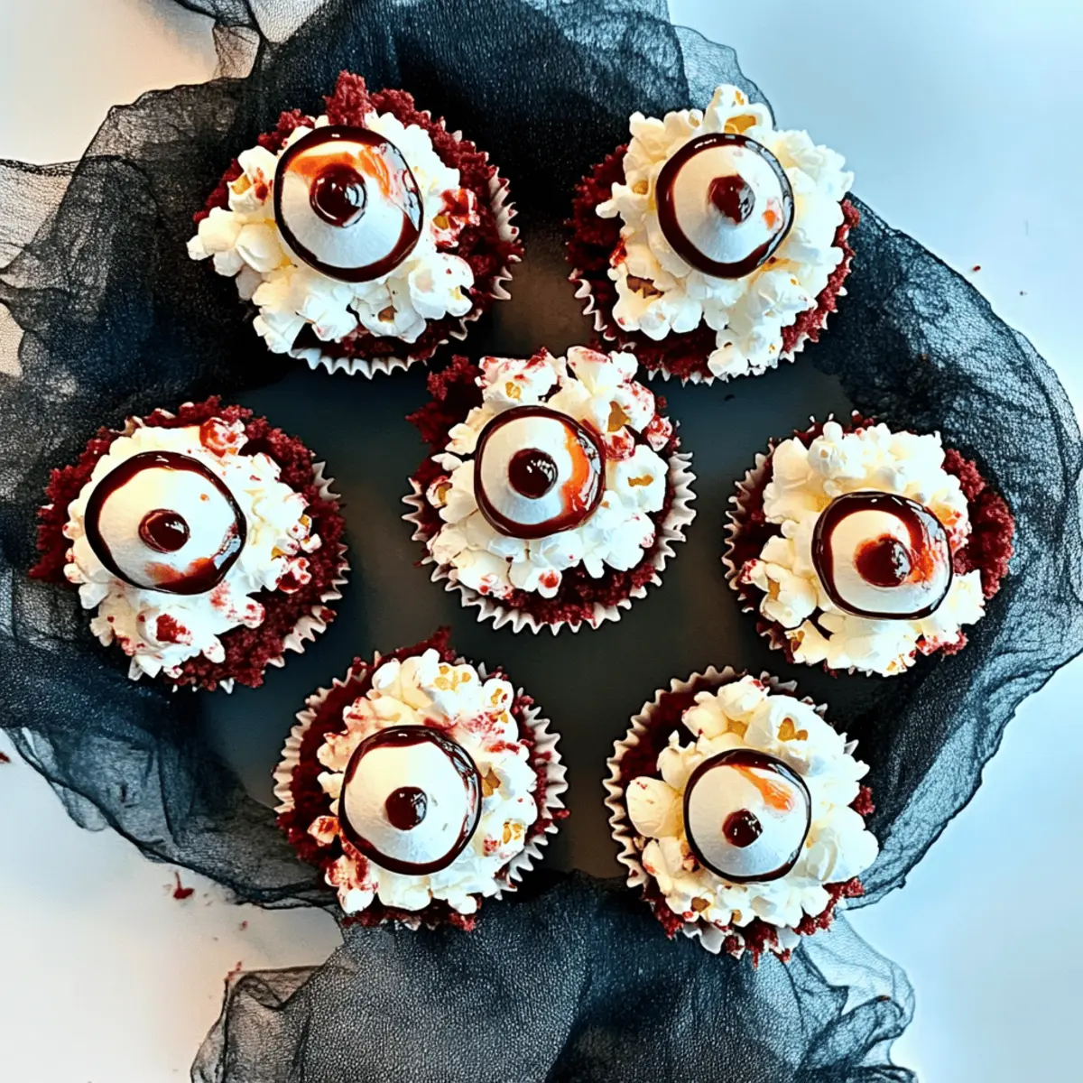 Halloween Bloody Red Velvet Cupcakes with Peppermint Frosting