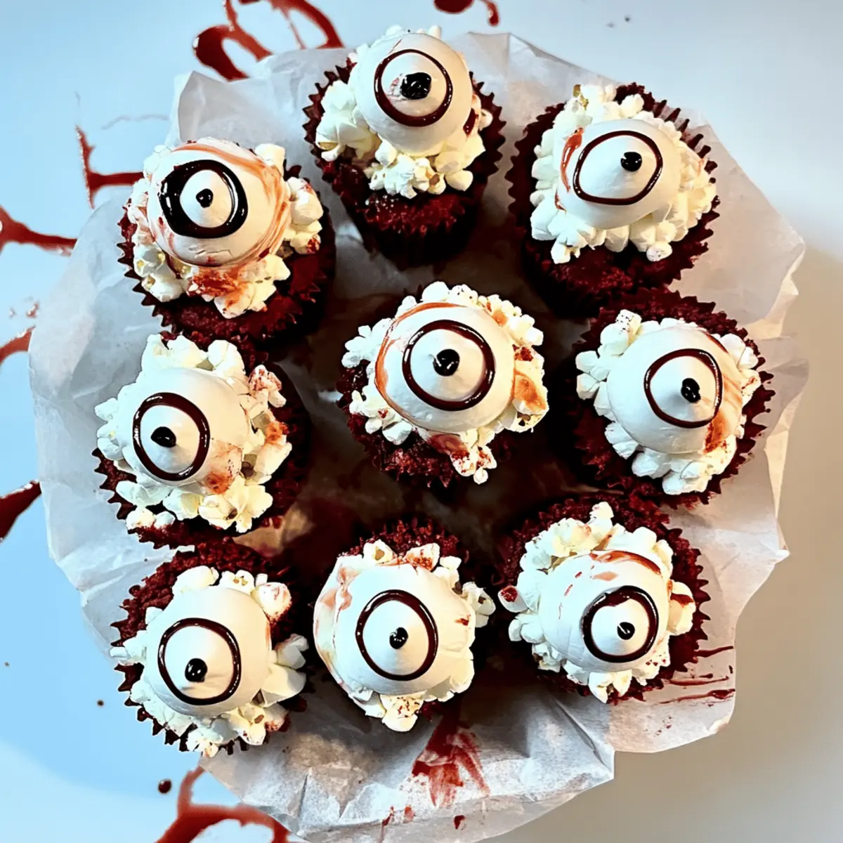 Halloween Bloody Red Velvet Cupcakes with Peppermint Frosting