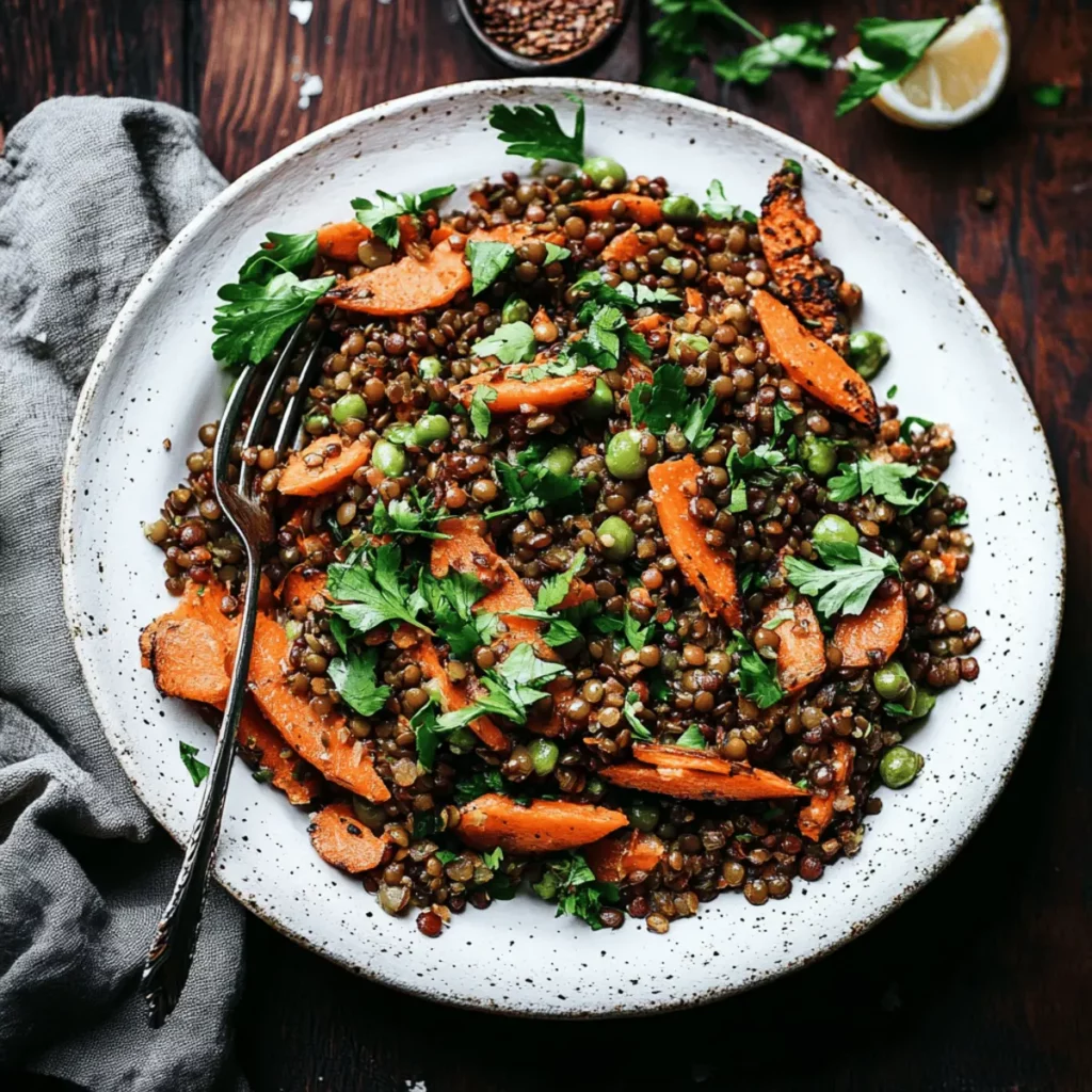 Delicious Roasted Carrot and Lentil Salad with Hummus Recipe