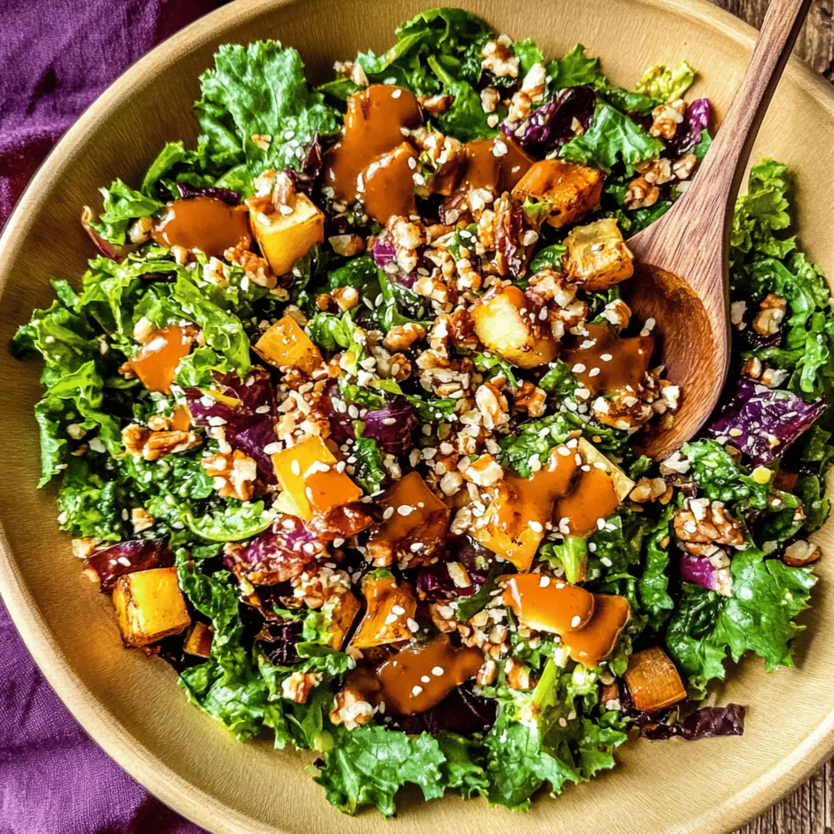 Warm Winter Salad with Roasted Shallot Dressing