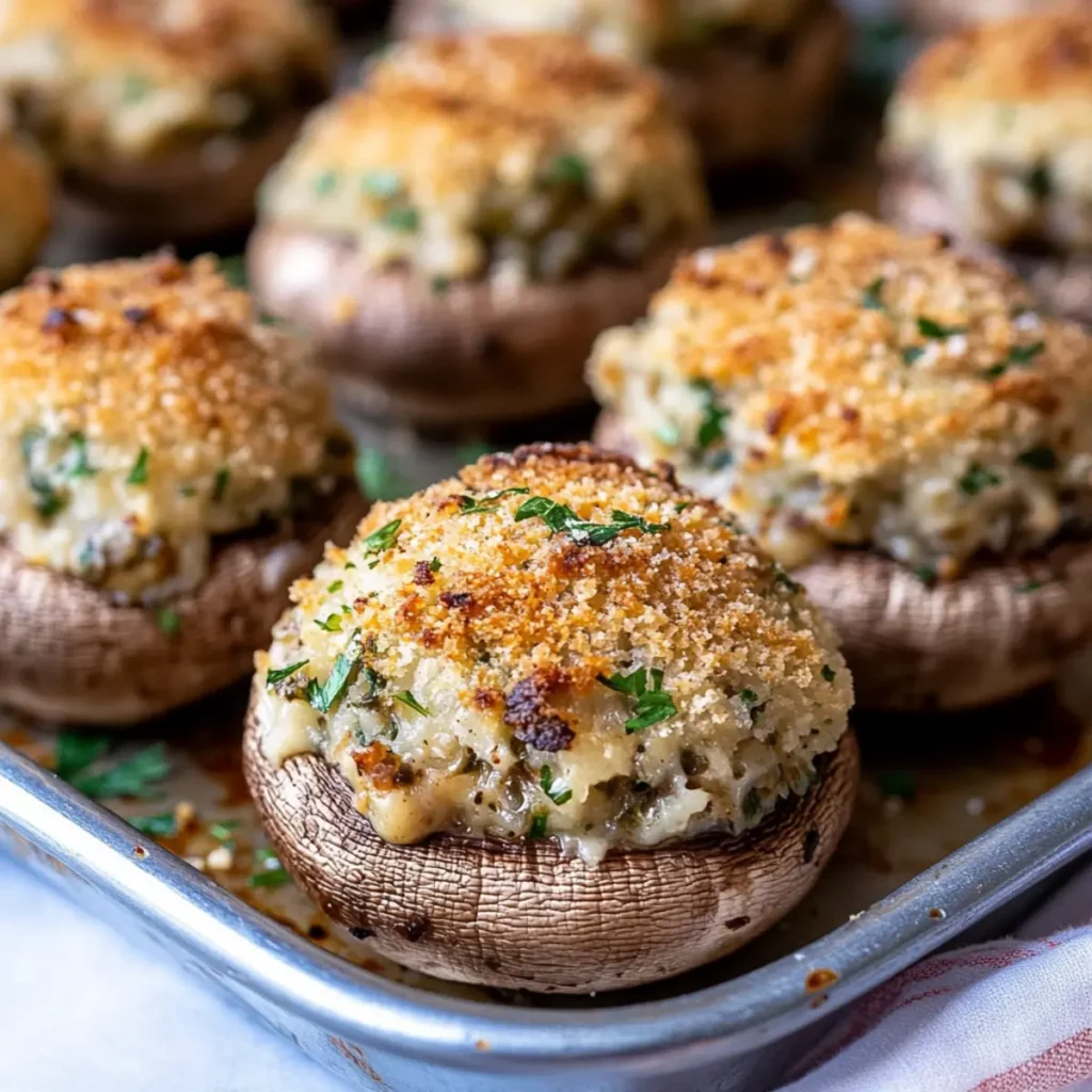Boursin Garlic & Herb Stuffed Mushrooms with Bacon and Spinach