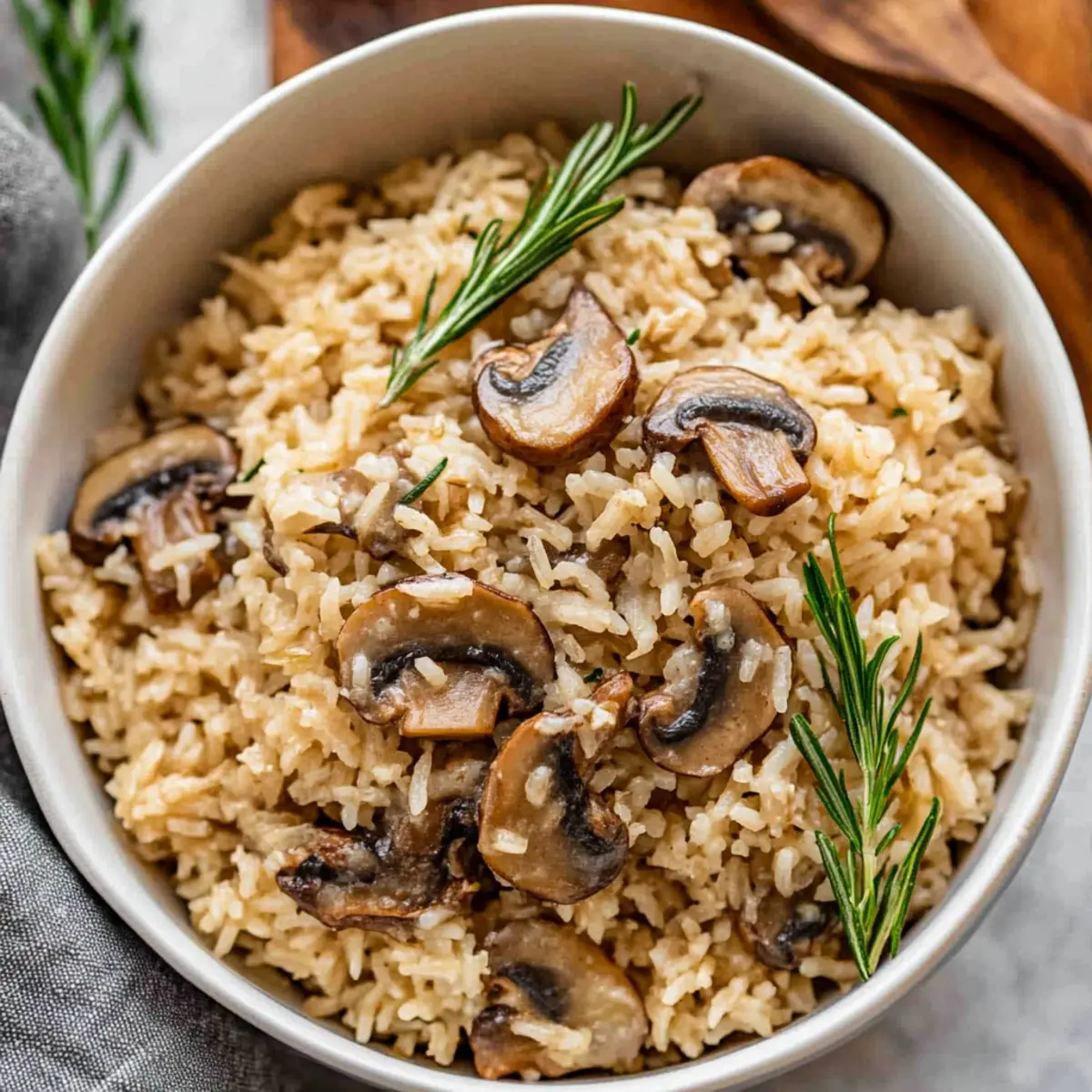 Delicious Rosemary Mushroom Rice Pilaf