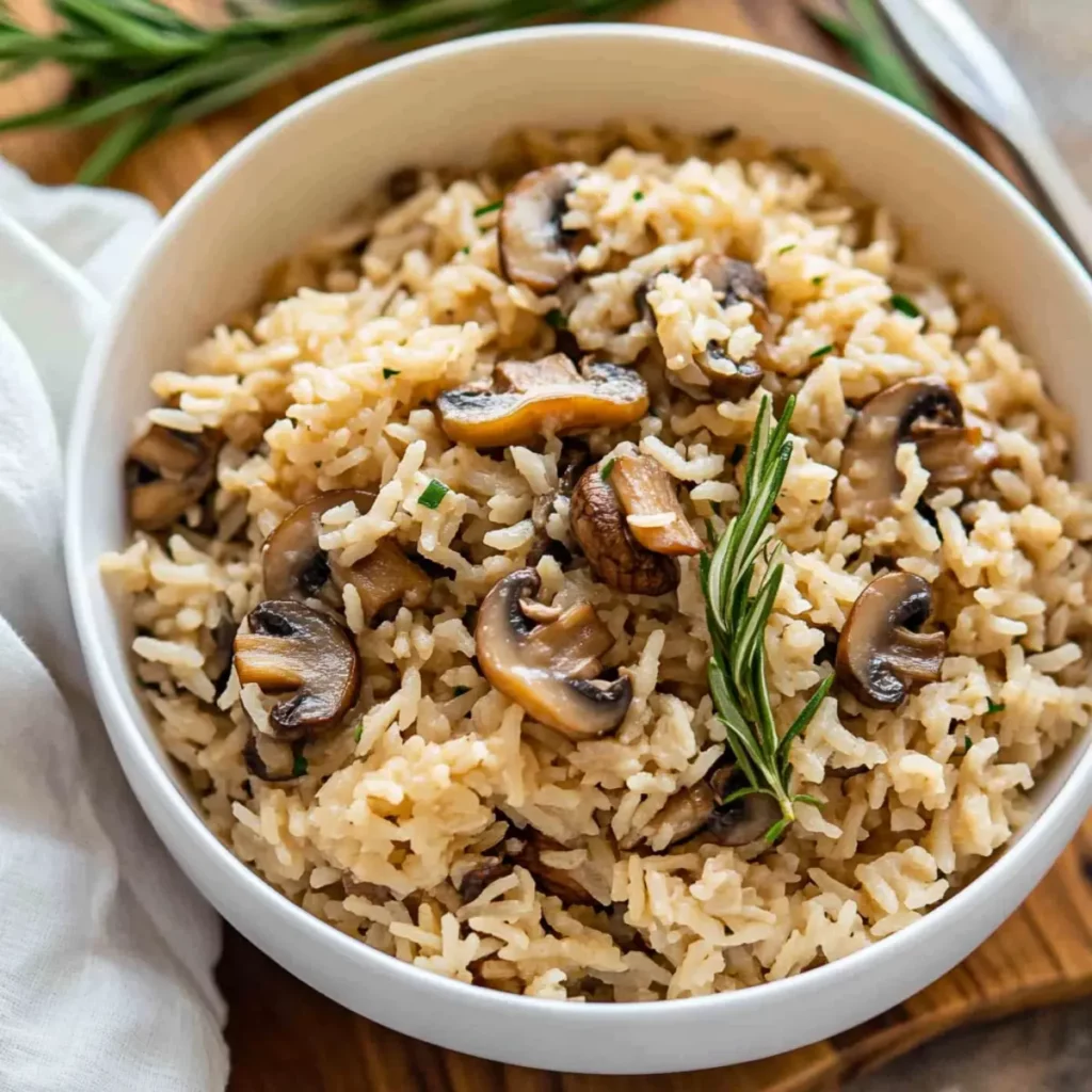 Delicious Rosemary Mushroom Rice Pilaf