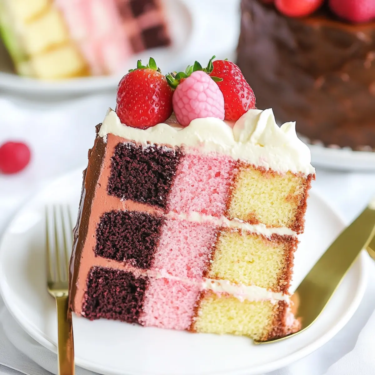 Delicious Neapolitan Cake Recipe with Chocolate, Strawberry, and Vanilla