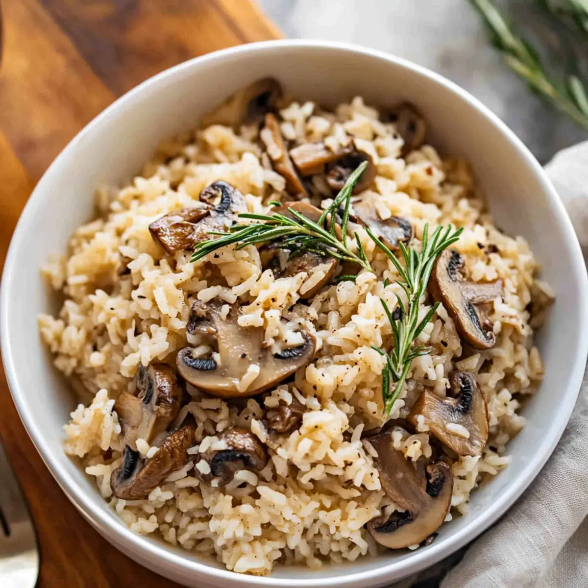 Delicious Rosemary Mushroom Rice Pilaf