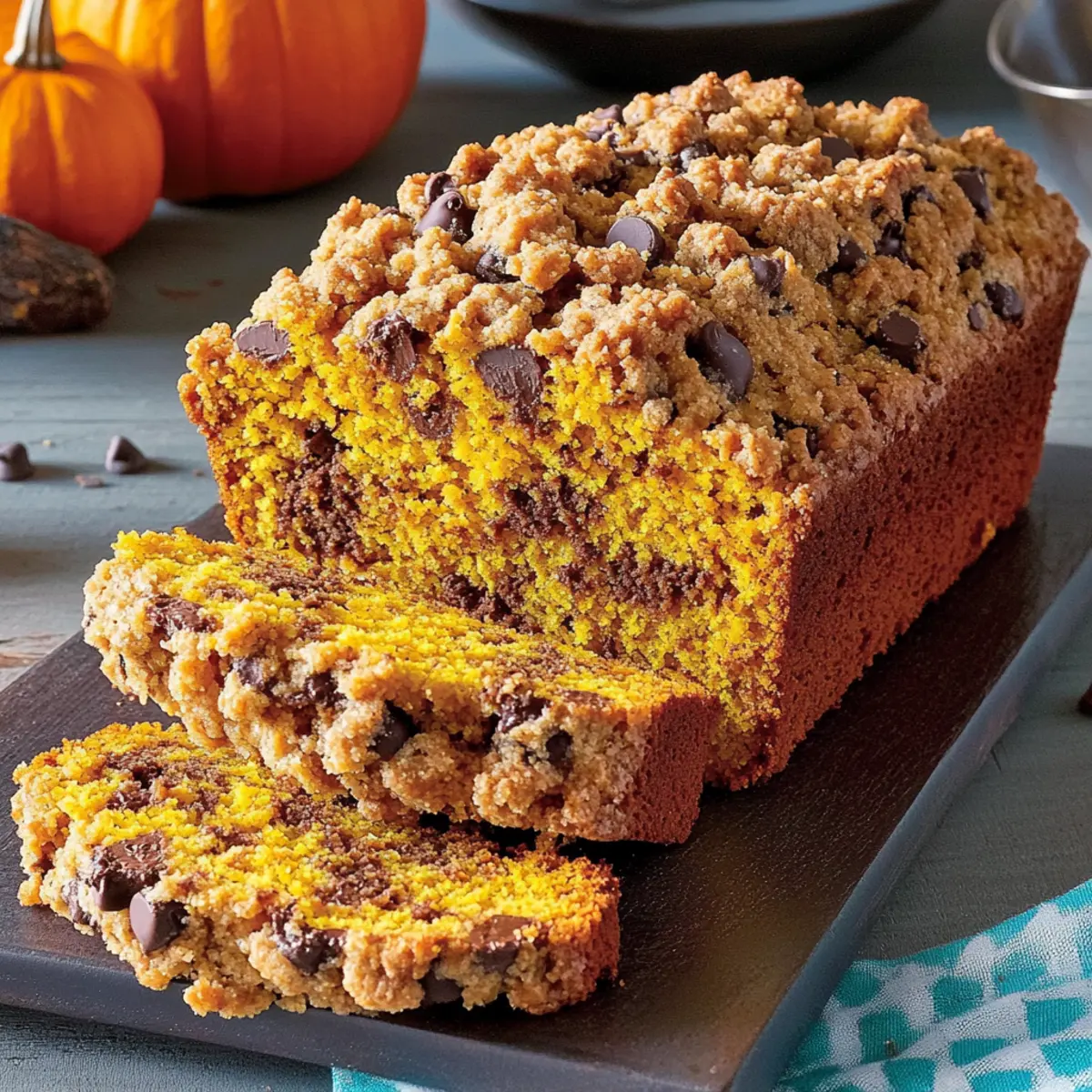 Delicious Pumpkin Chocolate Chip Streusel Bread